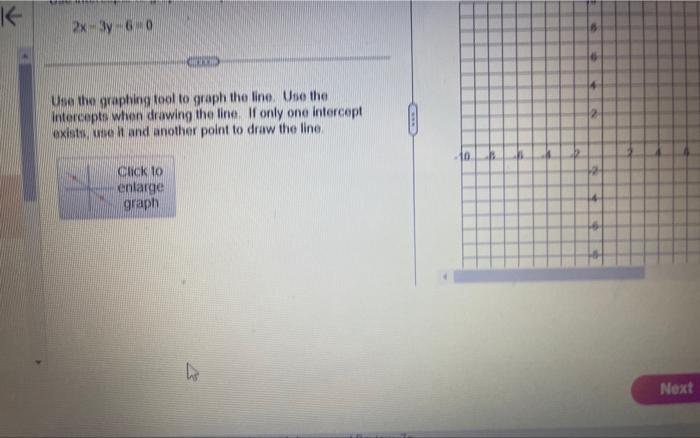Solved 2x−3y=6=0 Use then graphing took to graph the line. | Chegg.com