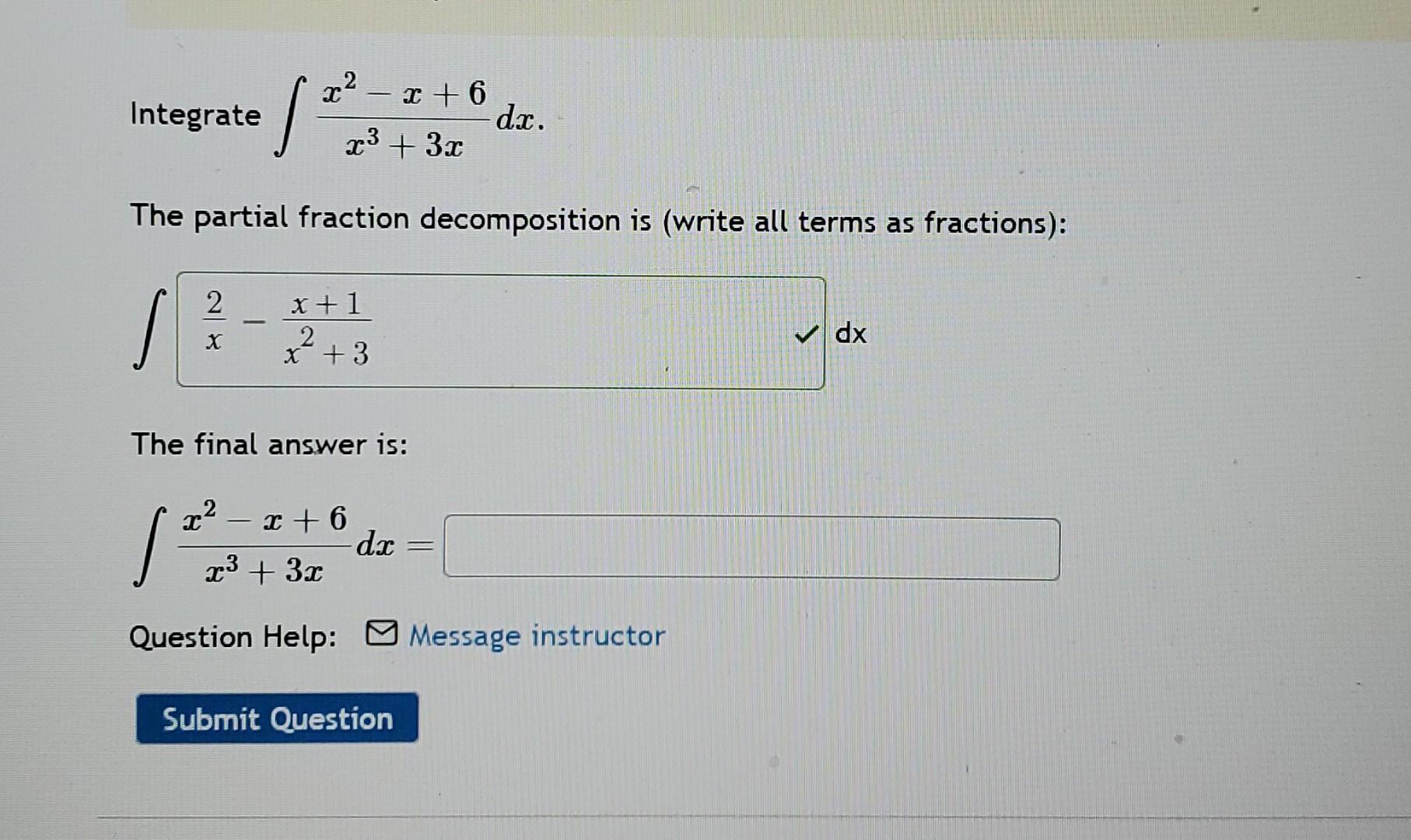 Solved After finding the partial fraction decomposition, | Chegg.com