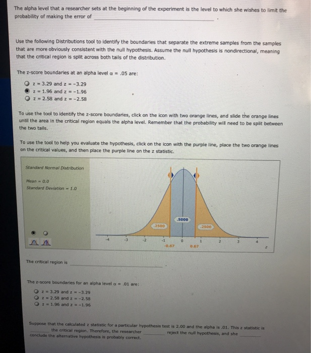 Solved The alpha level that a researcher sets at the | Chegg.com