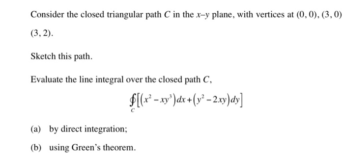 Solved Consider the closed triangular path C in the x-y | Chegg.com