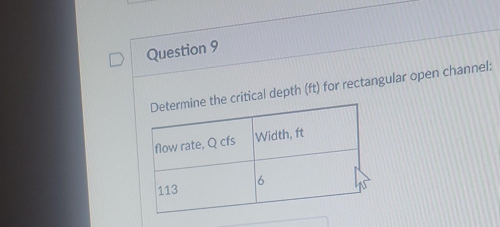 Solved (ft) for rectangular open channel: | Chegg.com