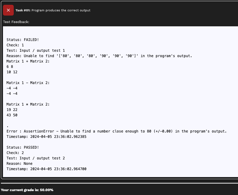 Solved Design a class to perform various matrix operations. | Chegg.com