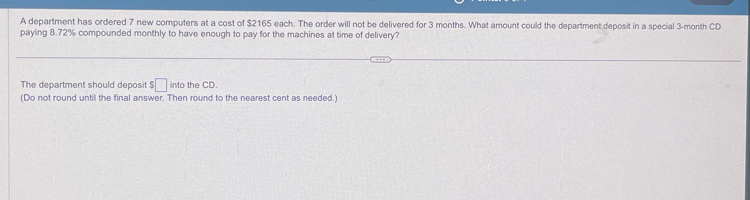 Solved by an EXPERT A department has ordered 7 ﻿new computers at a cost | Chegg.com