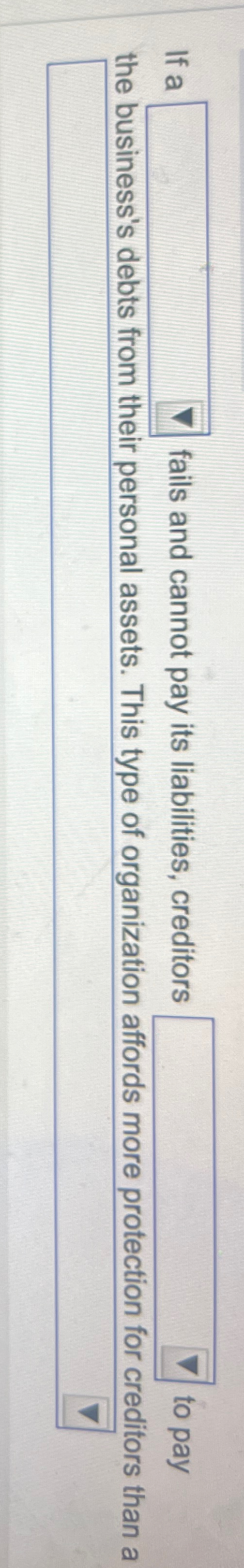 Solved If a ﻿fails and cannot pay its liabilities, | Chegg.com