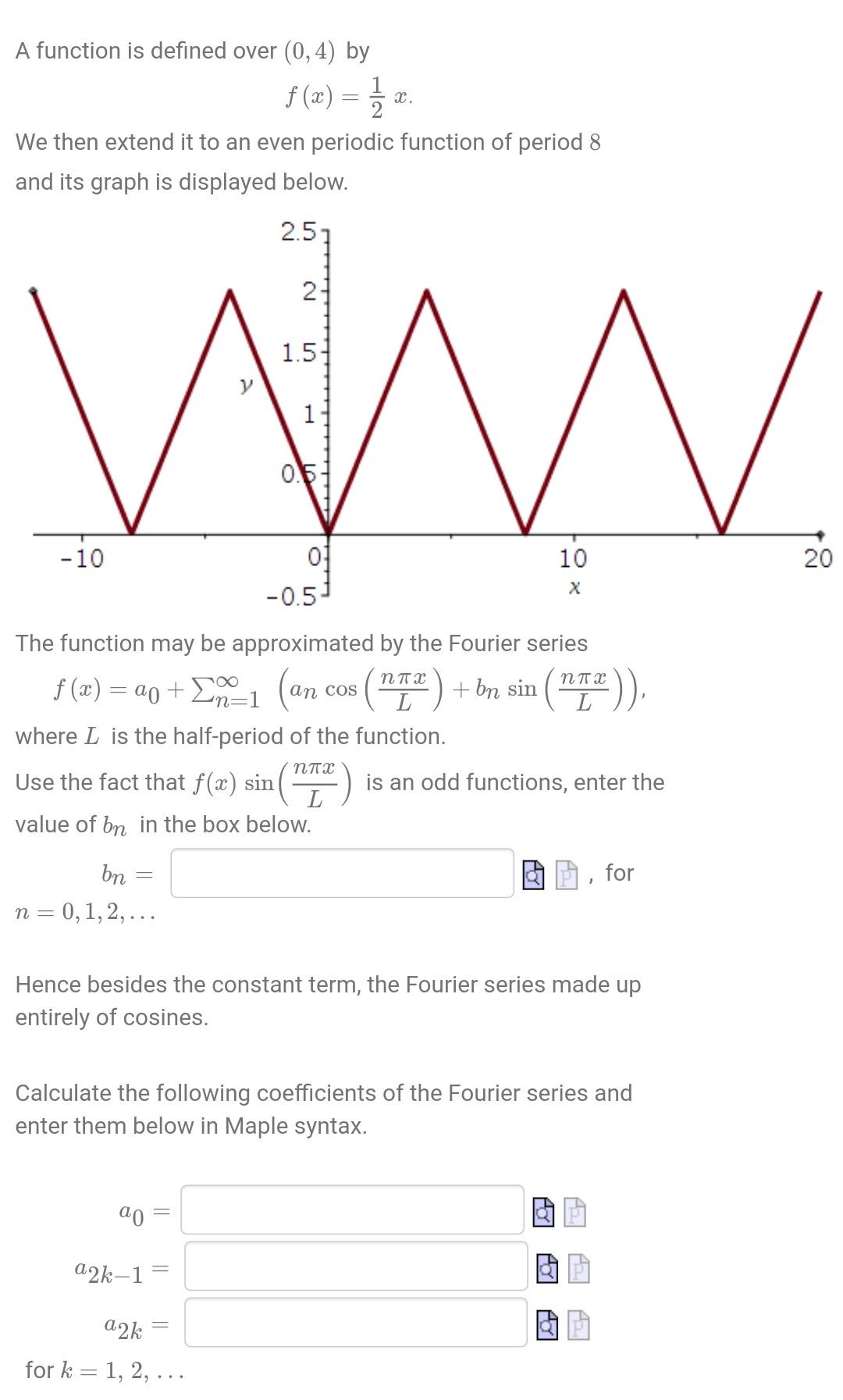 Solved A function is defined over (0,4) by f(x)=21x We then | Chegg.com