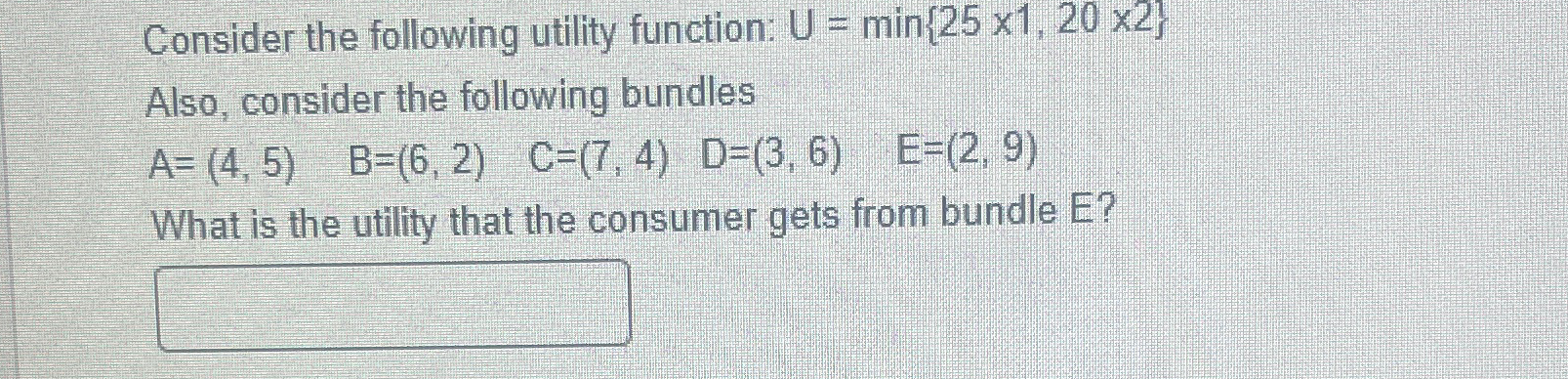 Solved Consider the following utility function: | Chegg.com