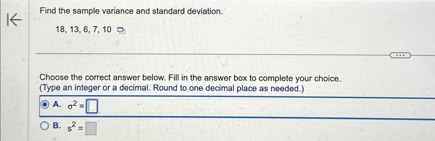 Solved Find the sample variance and standard | Chegg.com