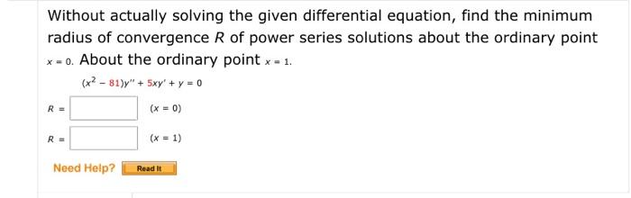 Solved Without actually solving the given differential | Chegg.com