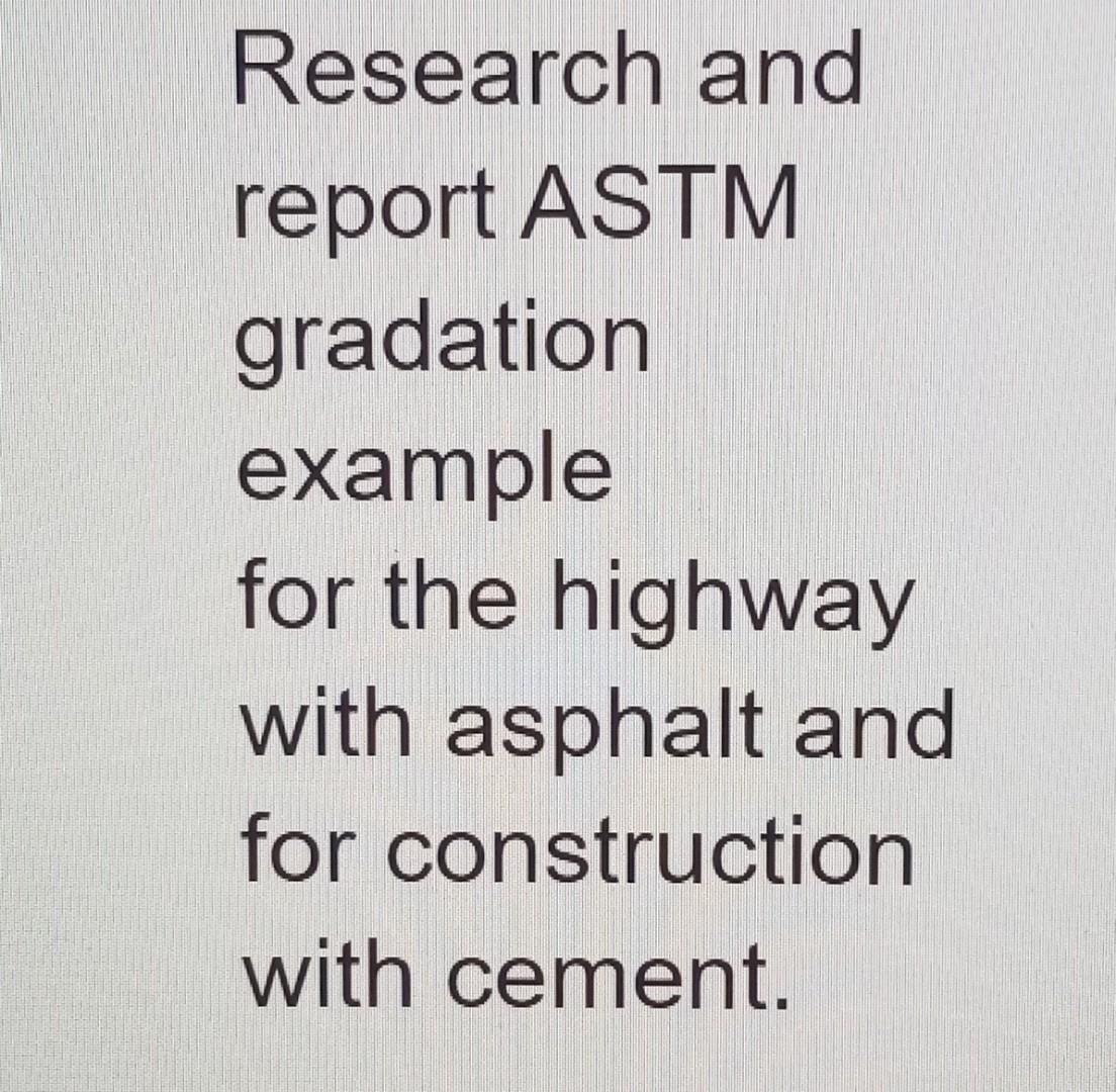 Solved Research and report ASTM gradation example for the | Chegg.com