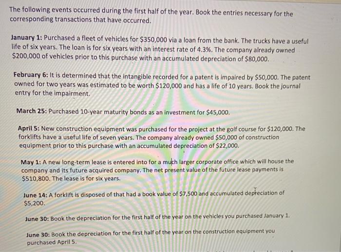 Solved The following events occurred during the first half | Chegg.com