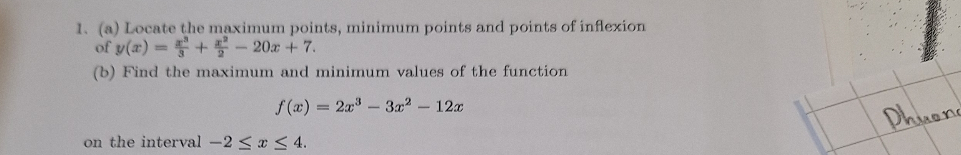Solved (a) ﻿Locate the maximum points, minimum points and | Chegg.com
