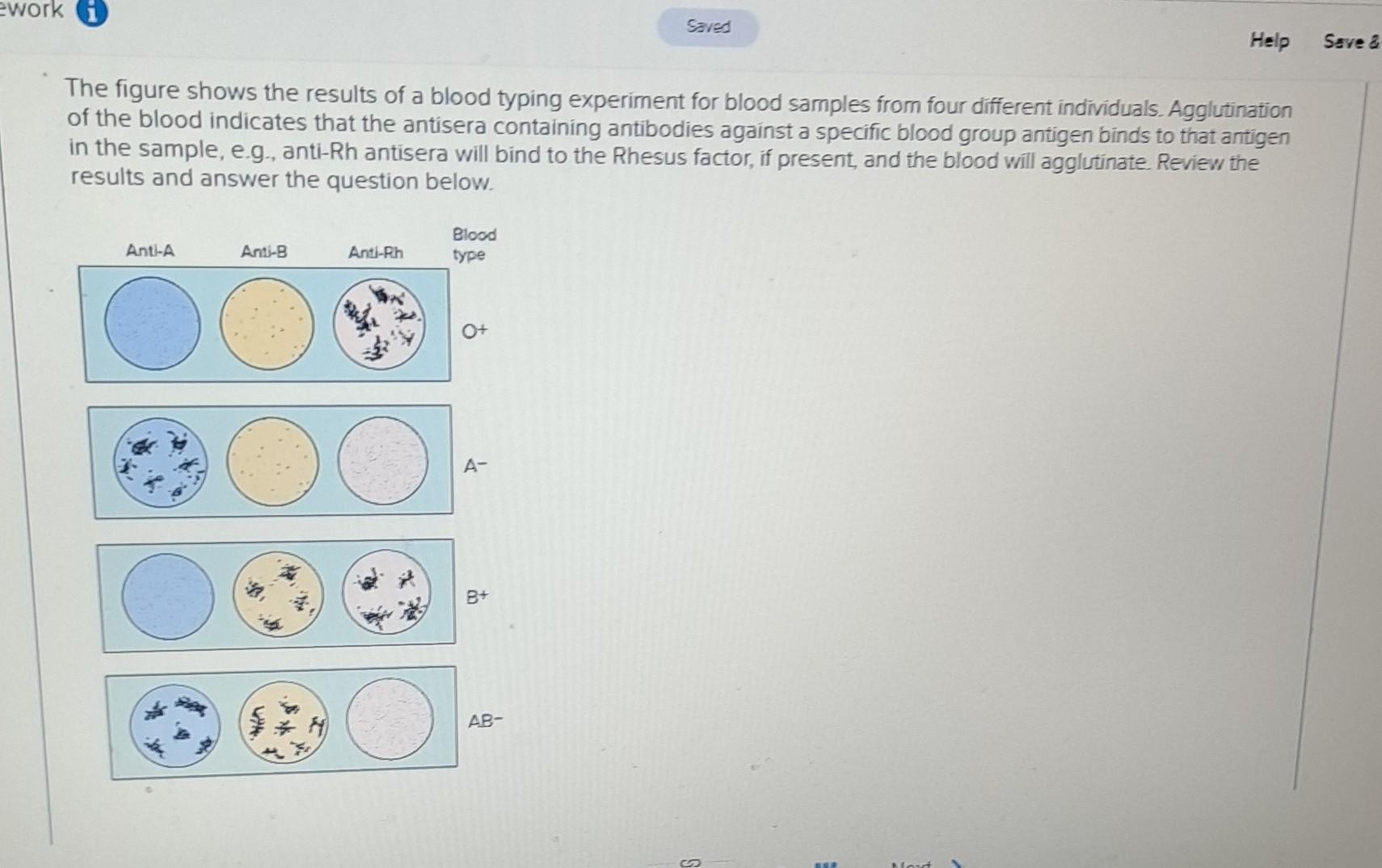 Solved The figure shows the results of a blood typing | Chegg.com