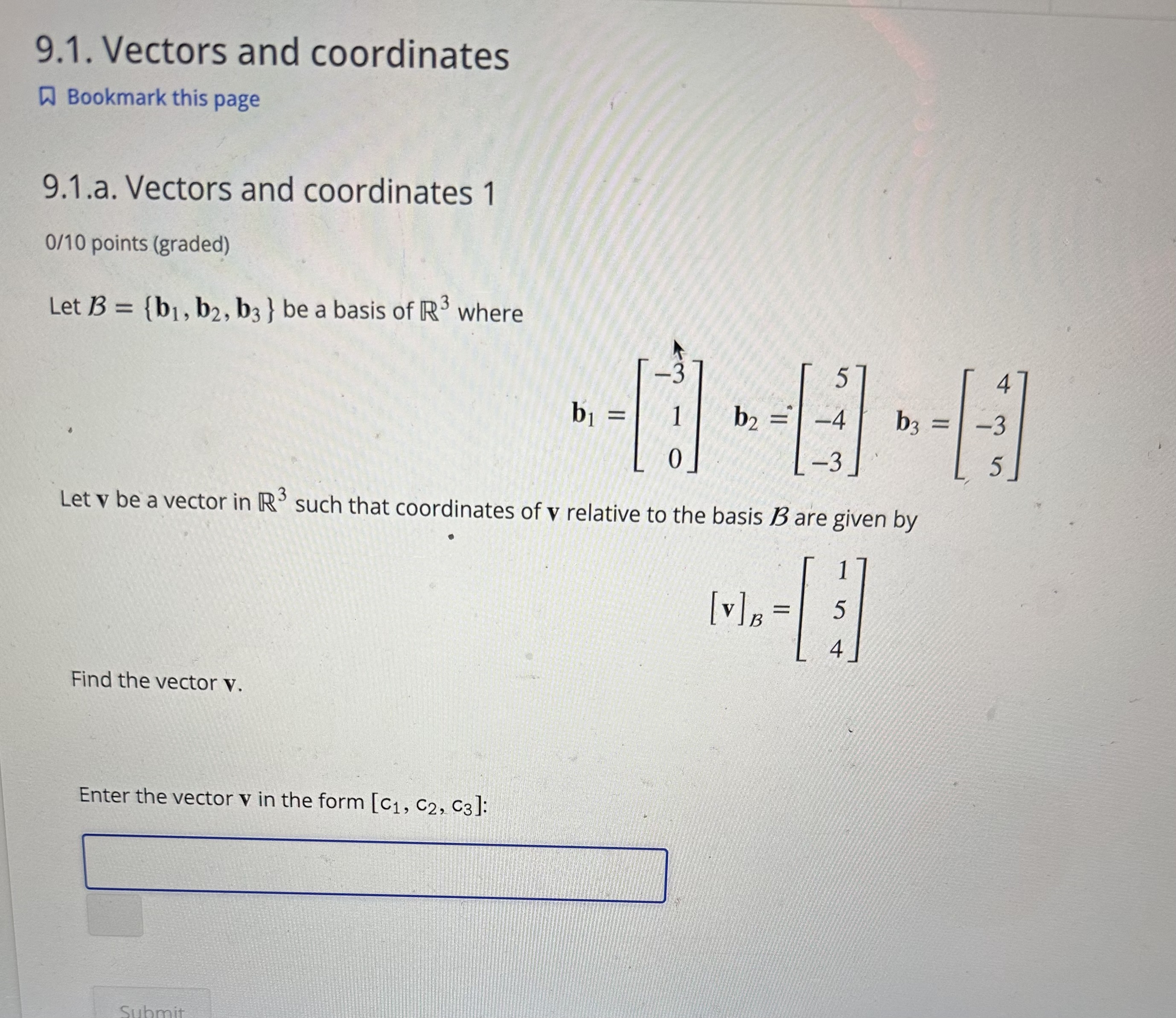 Solved 9.1. ﻿Vectors and coordinates↶ ﻿Bookmark this | Chegg.com