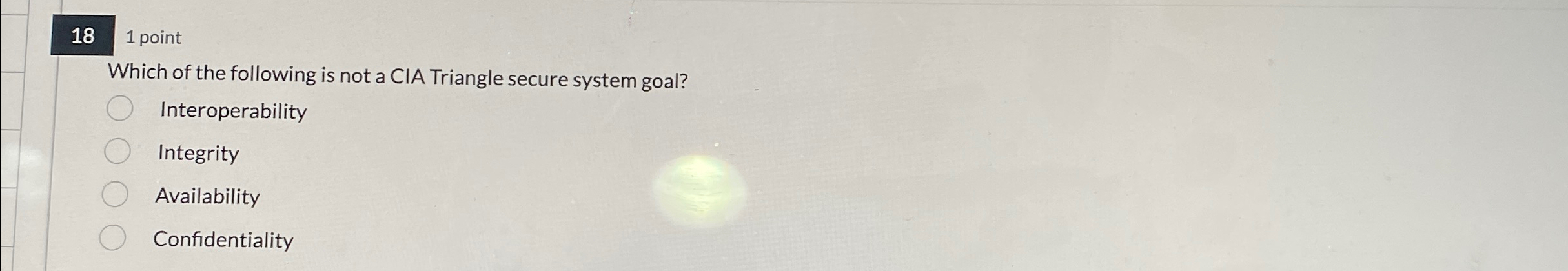 Solved 18,1 ﻿pointWhich of the following is not a CIA | Chegg.com
