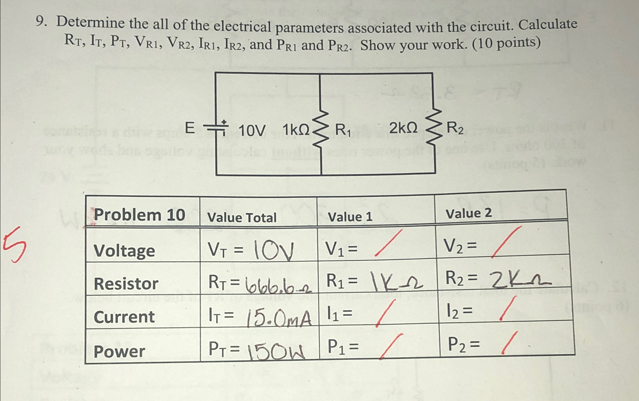 Determine the all of the electrical parameters | Chegg.com
