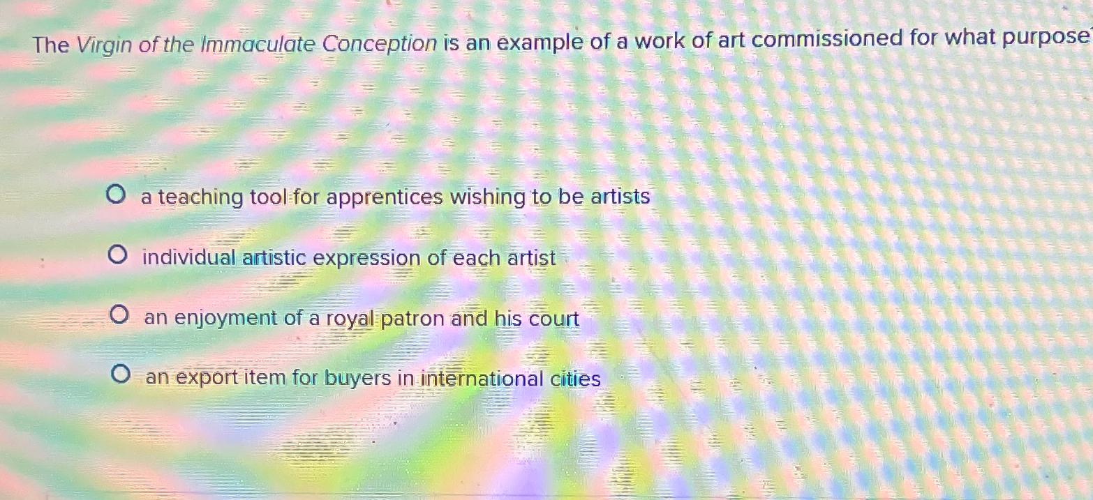 Solved The Virgin of the Immaculate Conception is an example | Chegg.com