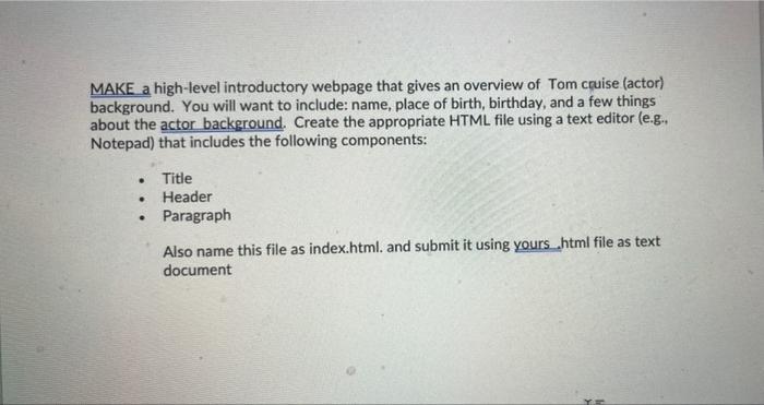 Solved MAKE a high-level introductory webpage that gives an | Chegg.com