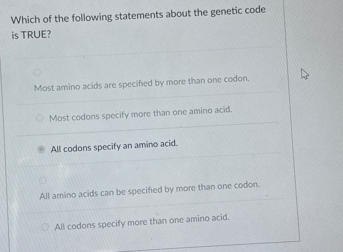 Solved Which of the following statements about the genetic | Chegg.com