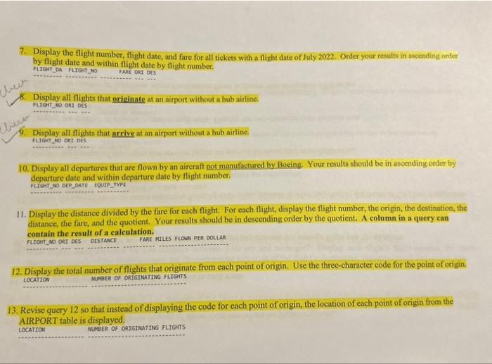 Solved Tables for Air West SQL Experience SQL> set echo on | Chegg.com