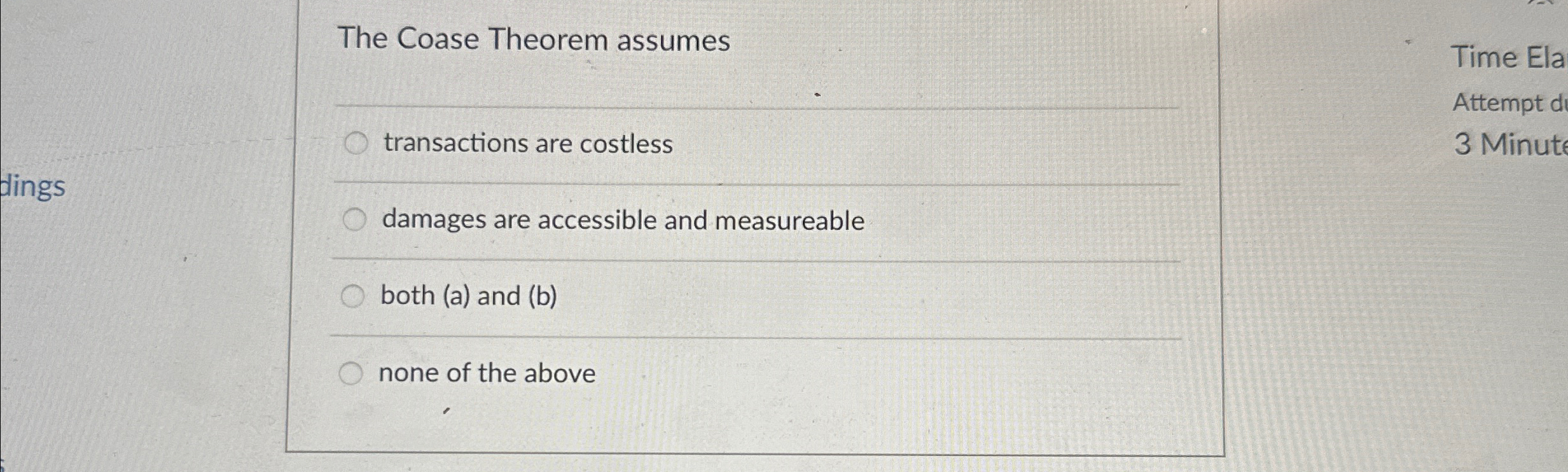 Solved The Coase Theorem assumestransactions are | Chegg.com