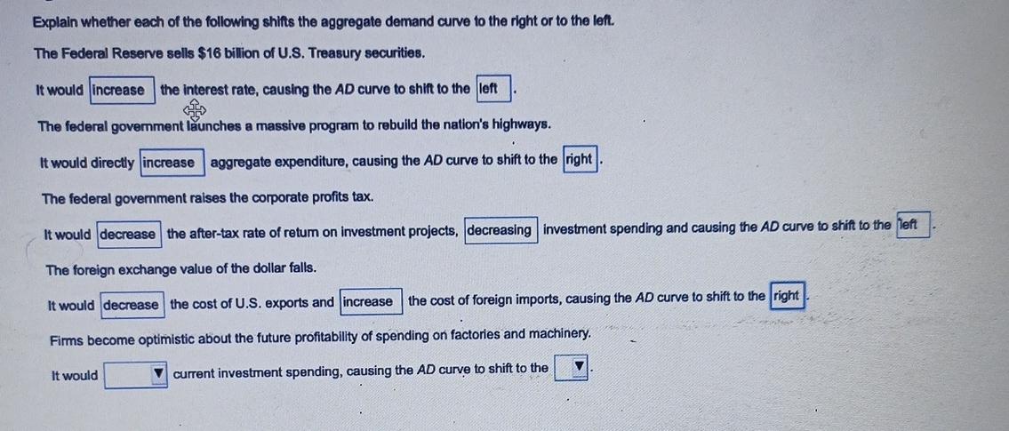 Solved Explain whether each of the following shifts the | Chegg.com