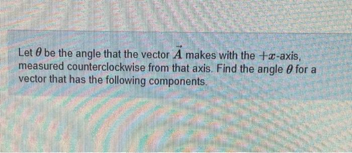 Solved Let θ be the angle that the vector A makes with the | Chegg.com