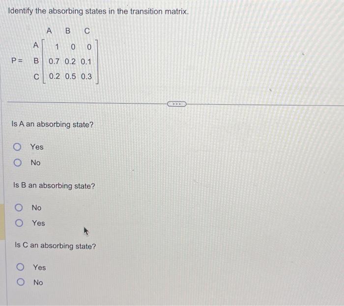 Solved Identify The Absorbing States In The Transition