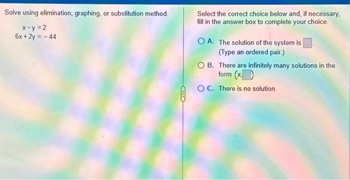 Solved Solve using elimination, graphing, or substitution | Chegg.com