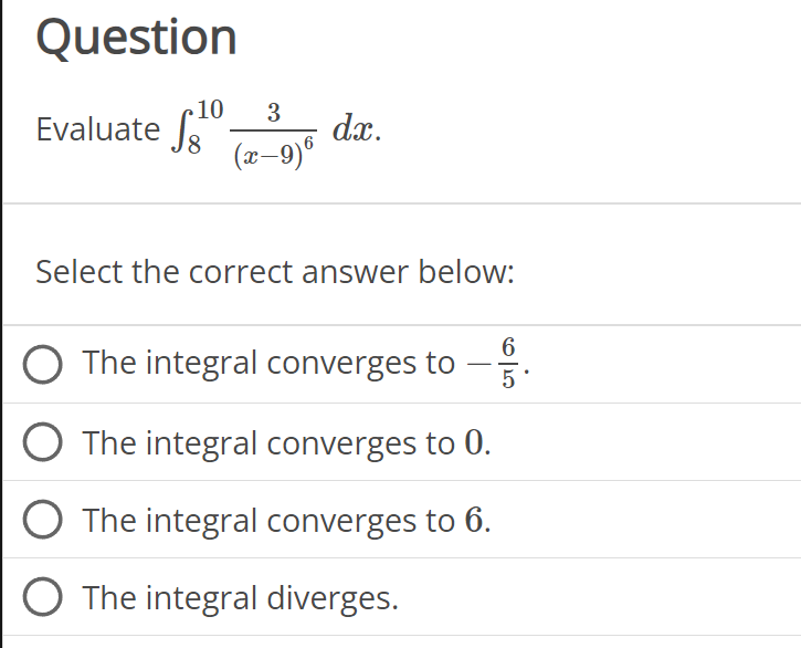 Solved QuestionEvaluate ∫8103(x-9)6dx.Select the correct | Chegg.com