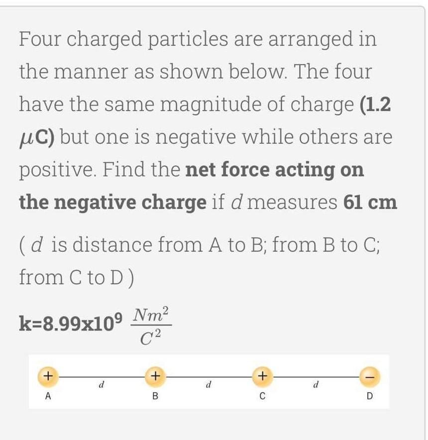 Solved Four charged particles are arranged in the manner as | Chegg.com