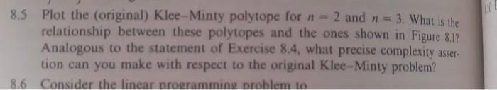 8.5 Plot the (original) Klee-Minty polytope for n=2 | Chegg.com