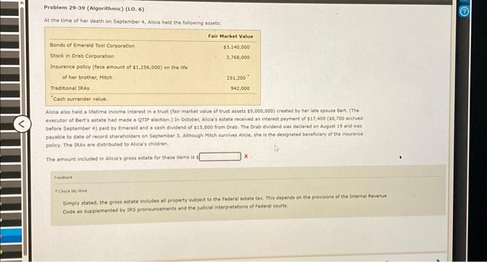 Solved Problem 29-39 (Algorithmic) (10,6) At the time of her | Chegg.com