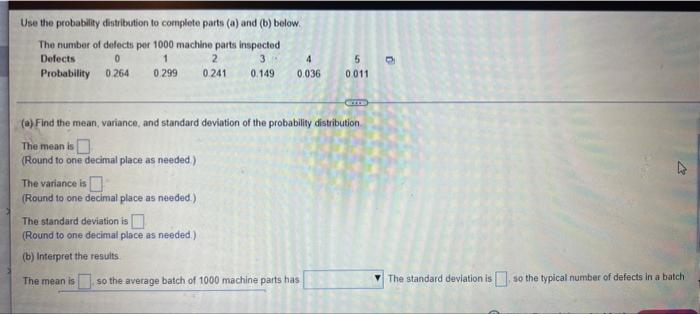 Solved Use the probability distribution to complete parts | Chegg.com