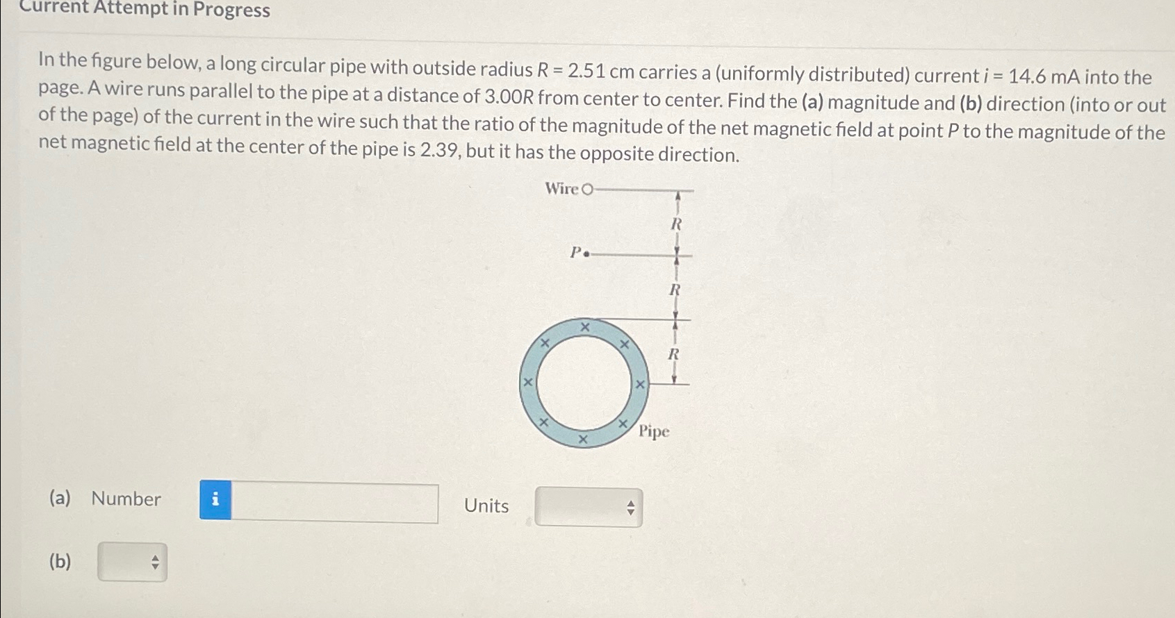 Solved In the figure below, a long circular pipe with | Chegg.com