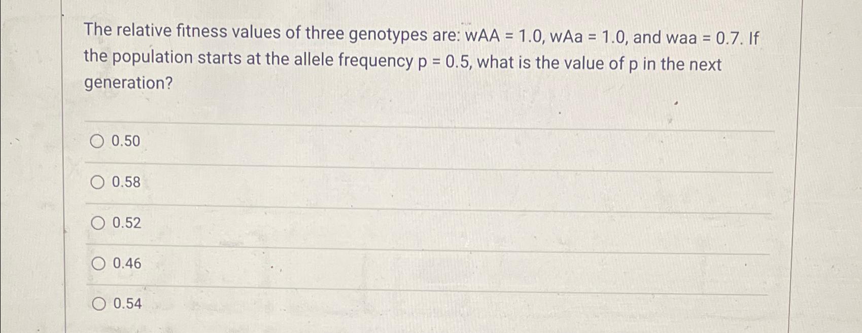 Solved The relative fitness values of three genotypes are: | Chegg.com