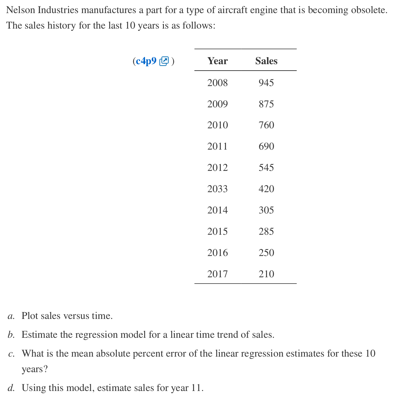 Solved Nelson Industries manufactures a part for a type of | Chegg.com