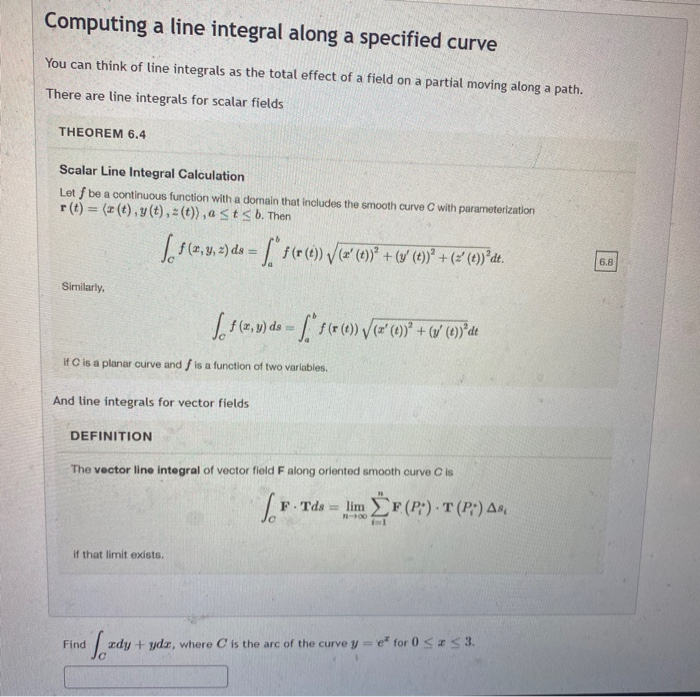 Solved Computing a line integral along a specified curve You | Chegg.com