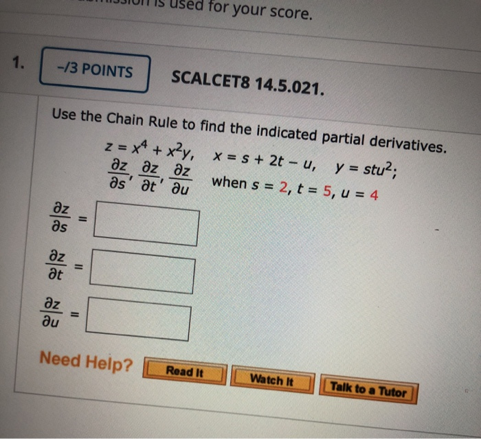 Solved WICIUMIS used for your score. -/3 POINTS SCALCET8 | Chegg.com