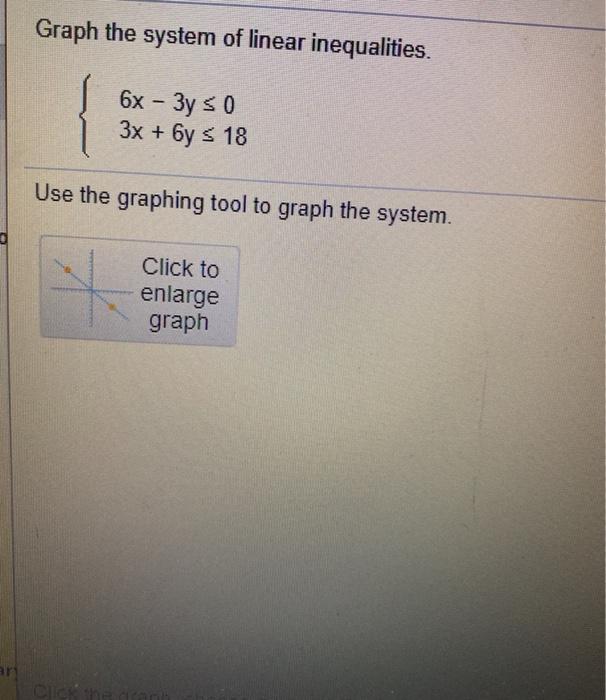 Solved Graph the system of linear inequalities. 6x - 3y = 0 | Chegg.com