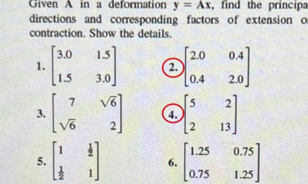Solved Given A ﻿in a deformation y=Ax, ﻿find the principa | Chegg.com