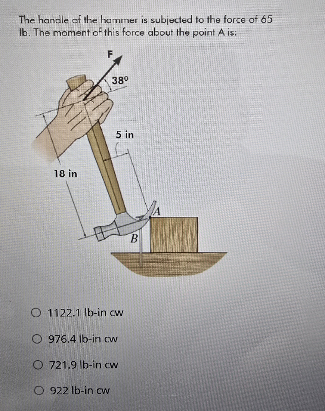 Solved The handle of the hammer is subjected to the force of | Chegg.com