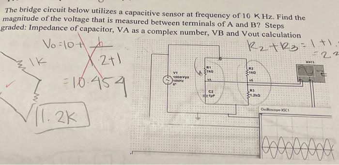 Solved The bridge circuit below utilizes a capacitive sensor | Chegg.com