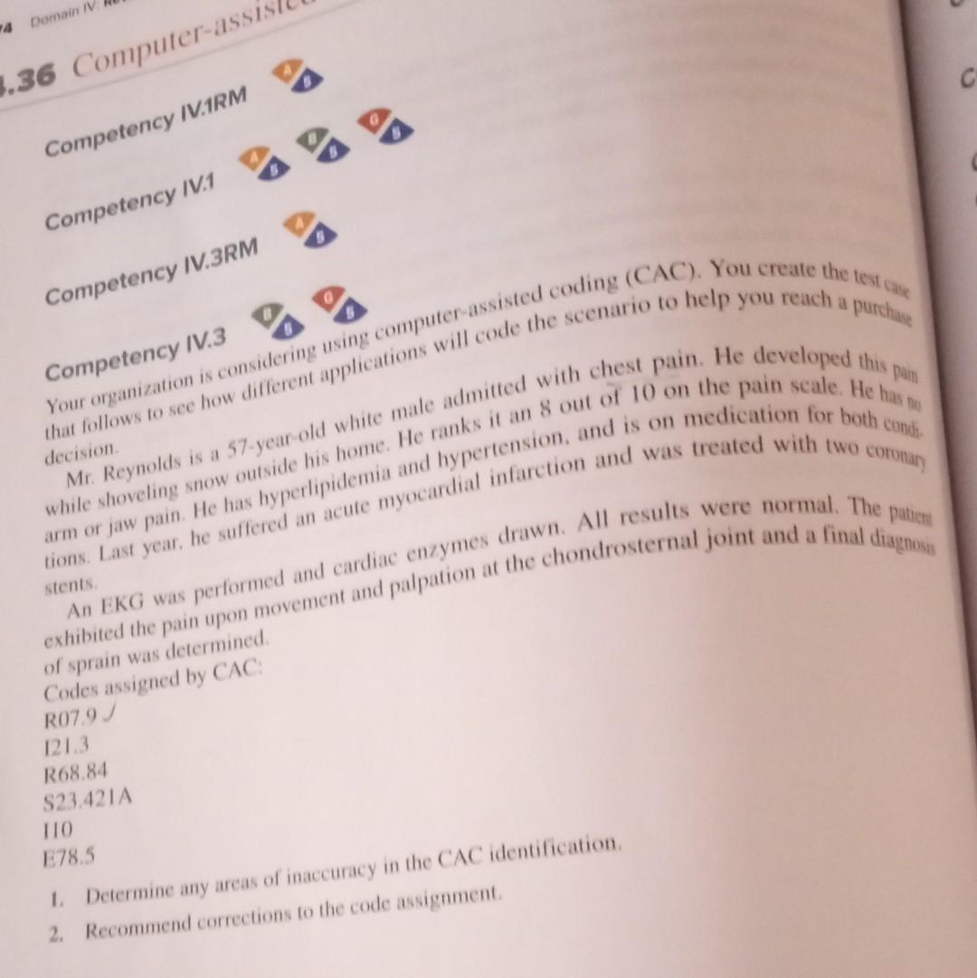 Solved competency Competency IV.3RM Competency IV.3 | Chegg.com
