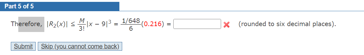 Solved Part 5 ﻿of 5Therefore, | Chegg.com