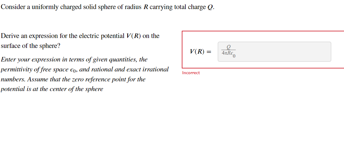 Solved Consider a uniformly charged solid sphere of radius R | Chegg.com