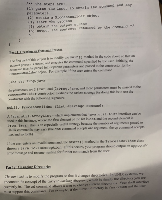 Creating a Shell Interface Using Jaya This project | Chegg.com
