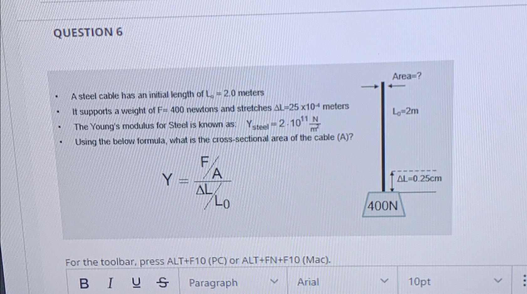 Solved QUESTION 6A steel cable has an inifial length of | Chegg.com