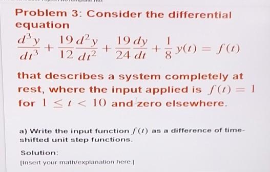 Solved Problem 3: Consider the differential equation | Chegg.com