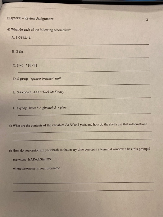 Solved Intro to UNIX/Linux Chapter 8 - Review Assignment | Chegg.com Solved Intro to UNIX/Linux Chapter 8 - Review Assignment | Chegg.com