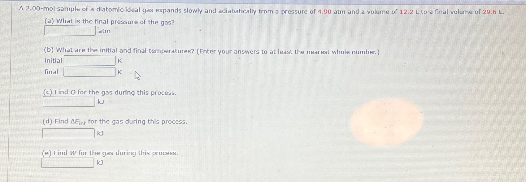 Solved A 2.00-mol sample of a diatomic ideal gas expands | Chegg.com